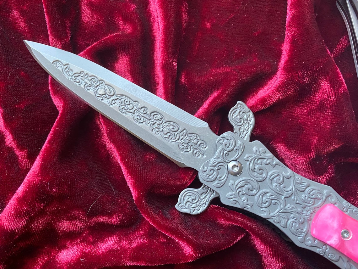 Athame / Dagger Gray Blade Ornate Folding 9 Inch Pink - Etsy