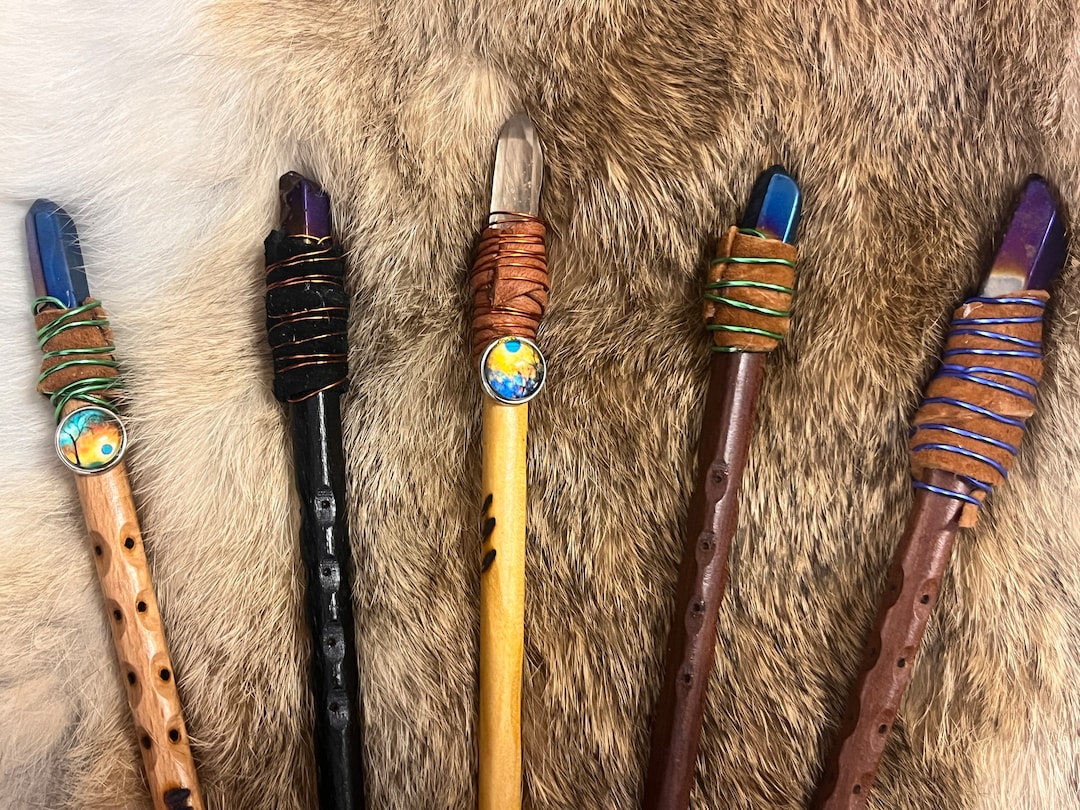 Handmade Crystal Wands - 5 Choices Leather Wire Wrap Embellishments ...