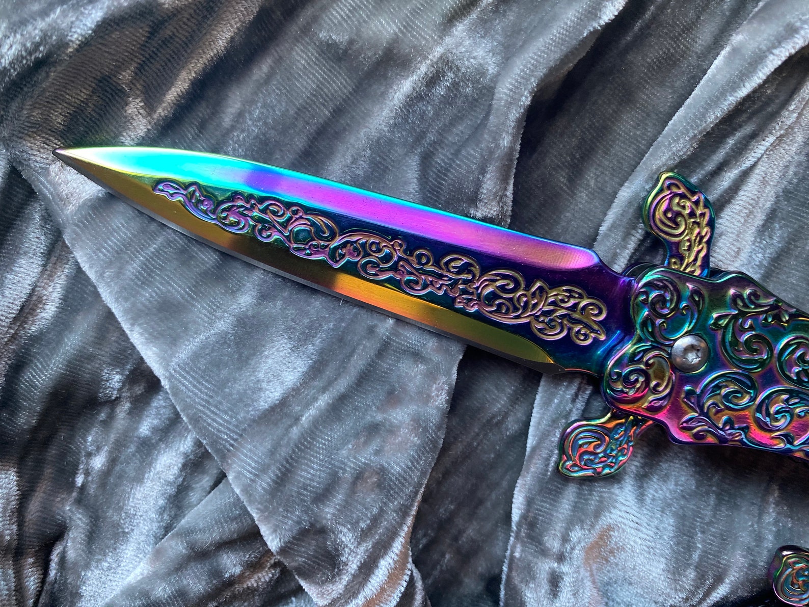 Athame / Dagger Aurora Borealis Blade Ornate Folding 9 Inch - Etsy