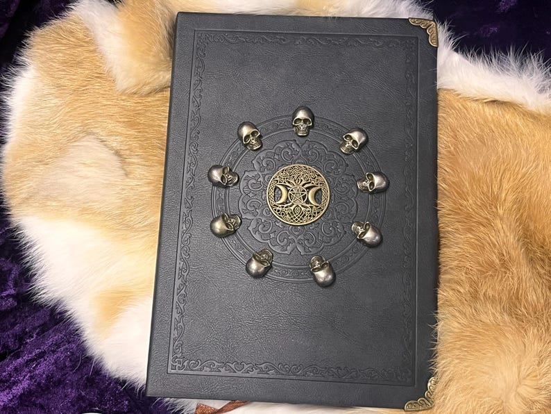 Hecate Journal Brass Skulls Grimoire Book of Shadows Celtic 5.75" X 8. ...