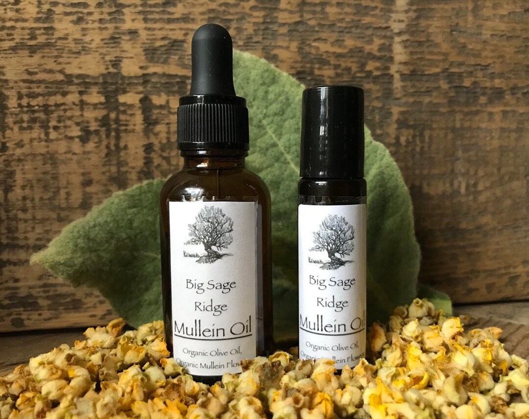 Organic Mullein Flower Infused Oil, Homegrown, 1 Oz Dropper and 1/3 Oz ...