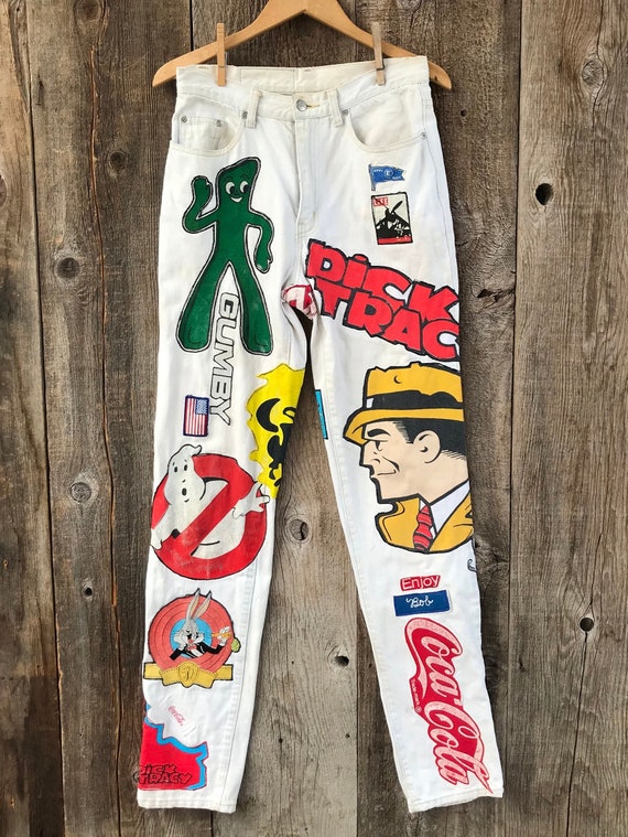 VTG 90s Custom Americana Cartoon Applique Art Patch P… - Gem