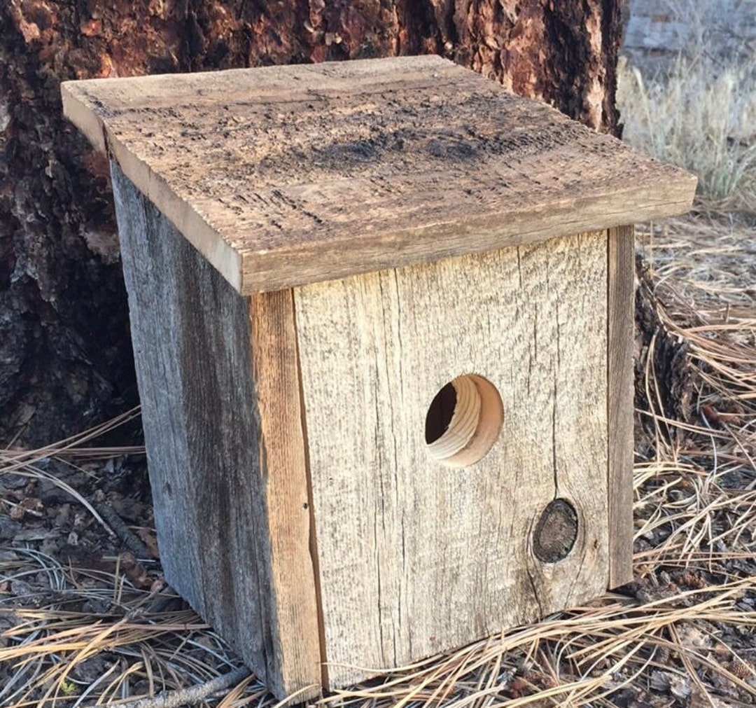 Handmade Rustic Barn Wood Birdhouse Nesting Box, Slant Roof - Etsy