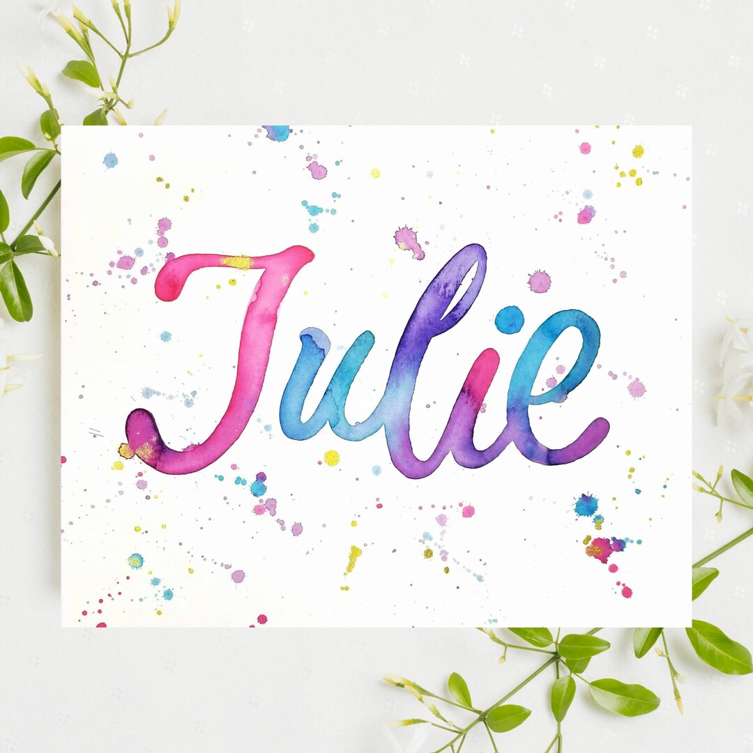 Hand Painted Watercolor Name Art Personalized Wall Art for Her, Girls ...