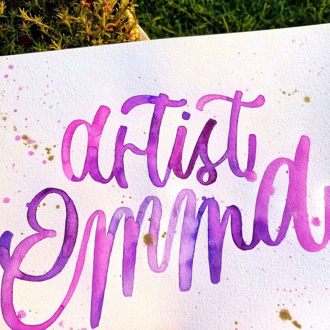 Painted Art Studio Name Sign // Watercolor Calligraphy Name - Etsy UK