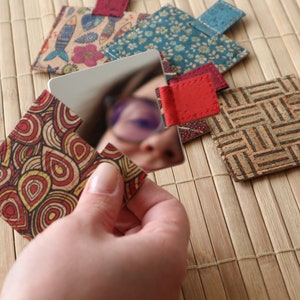 Cork Square Pocket Mirror - Floral Compact Mirror - Etsy