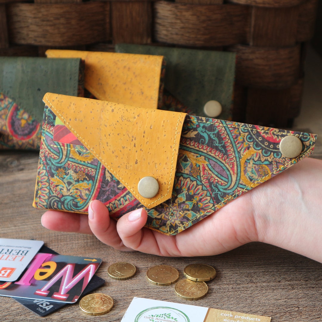 Cork Wallet Women Small Vegan Wallet Cute Yellow Wallet Funky Wallet ...