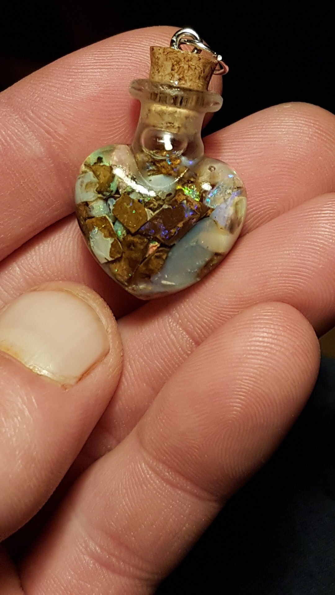 Floating Pendant, Raw Natural Boulder Opal Fragments, Queensland ...