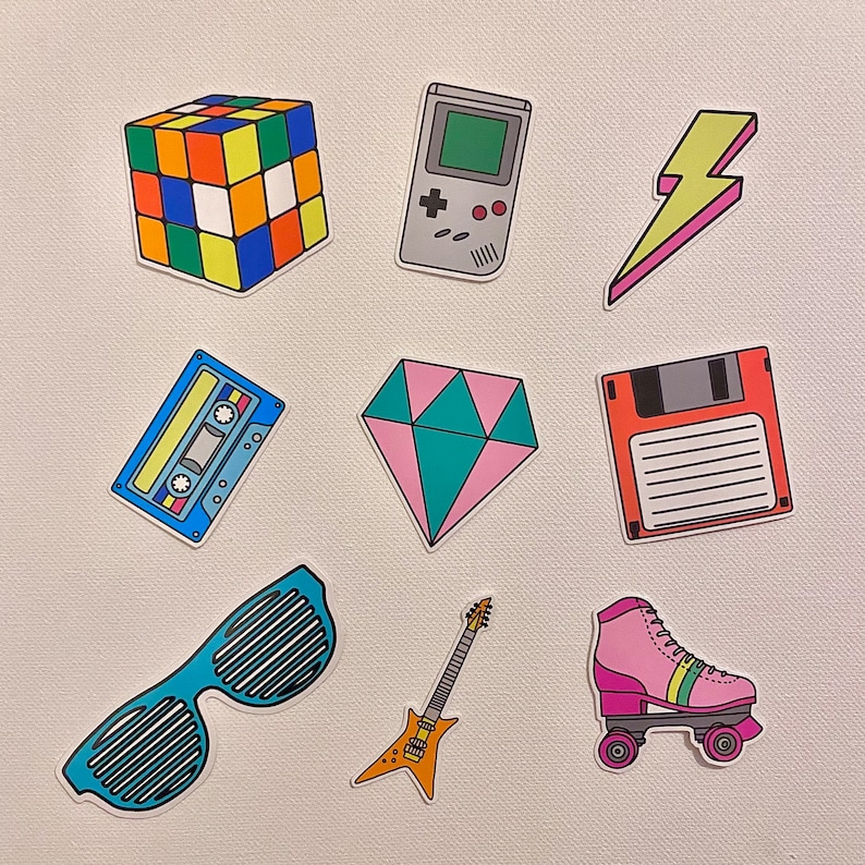 80s Retro Sticker Collection SET OF 9 - Etsy