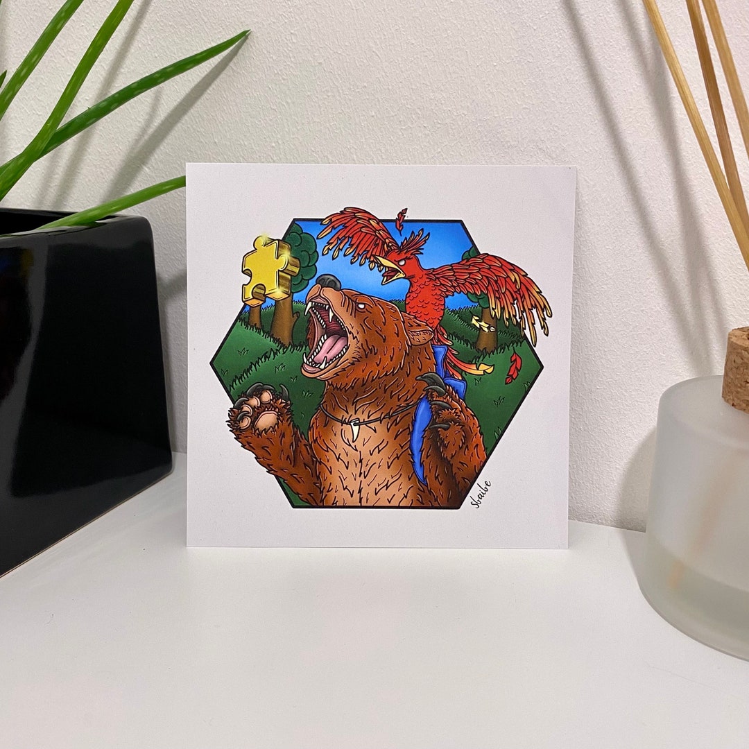 Angry Banjo Bear and Bird Art Print - Etsy