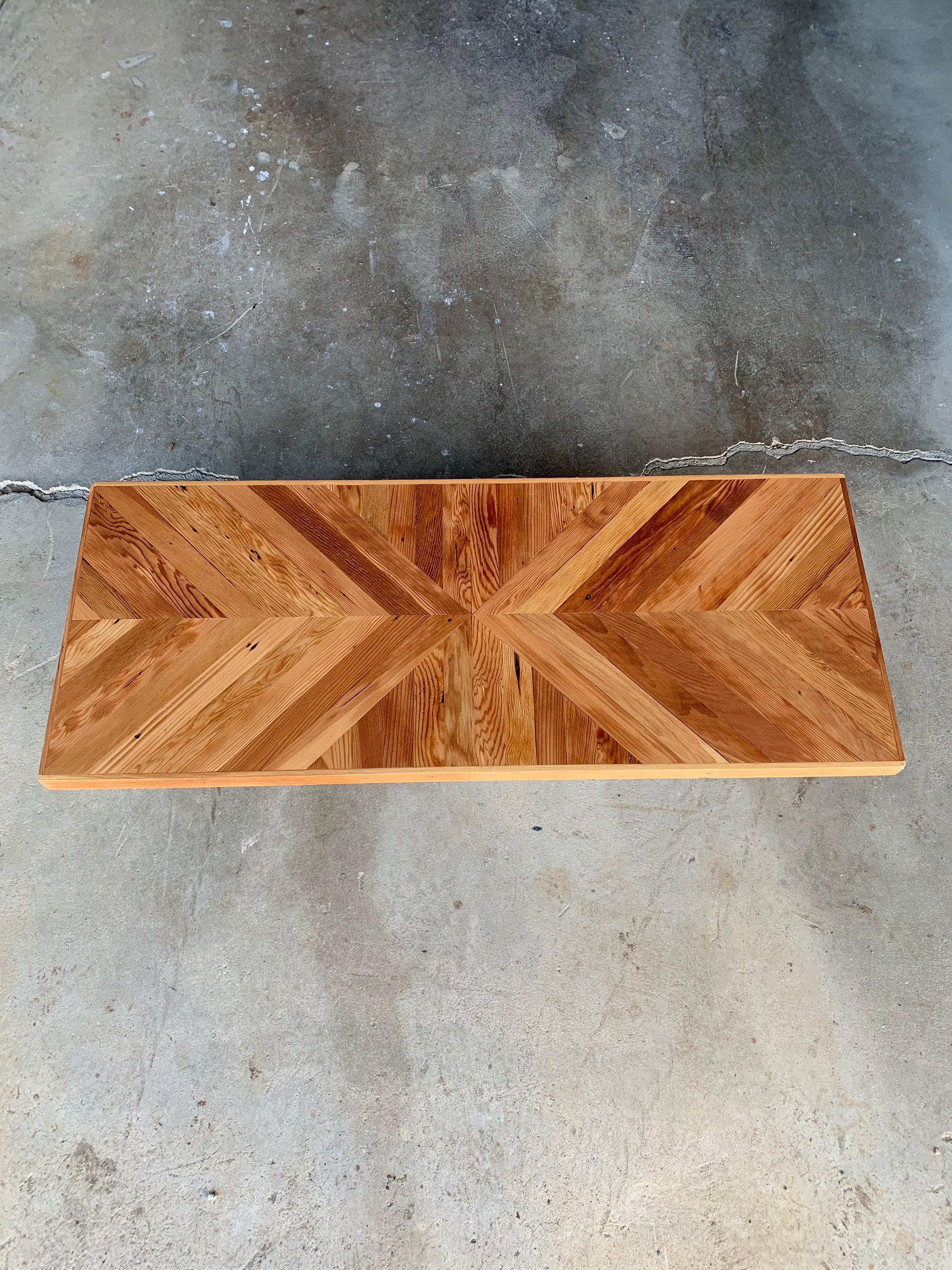 Reclaimed Wood Table RUBIO Chevron Farmhouse Rustic - Etsy