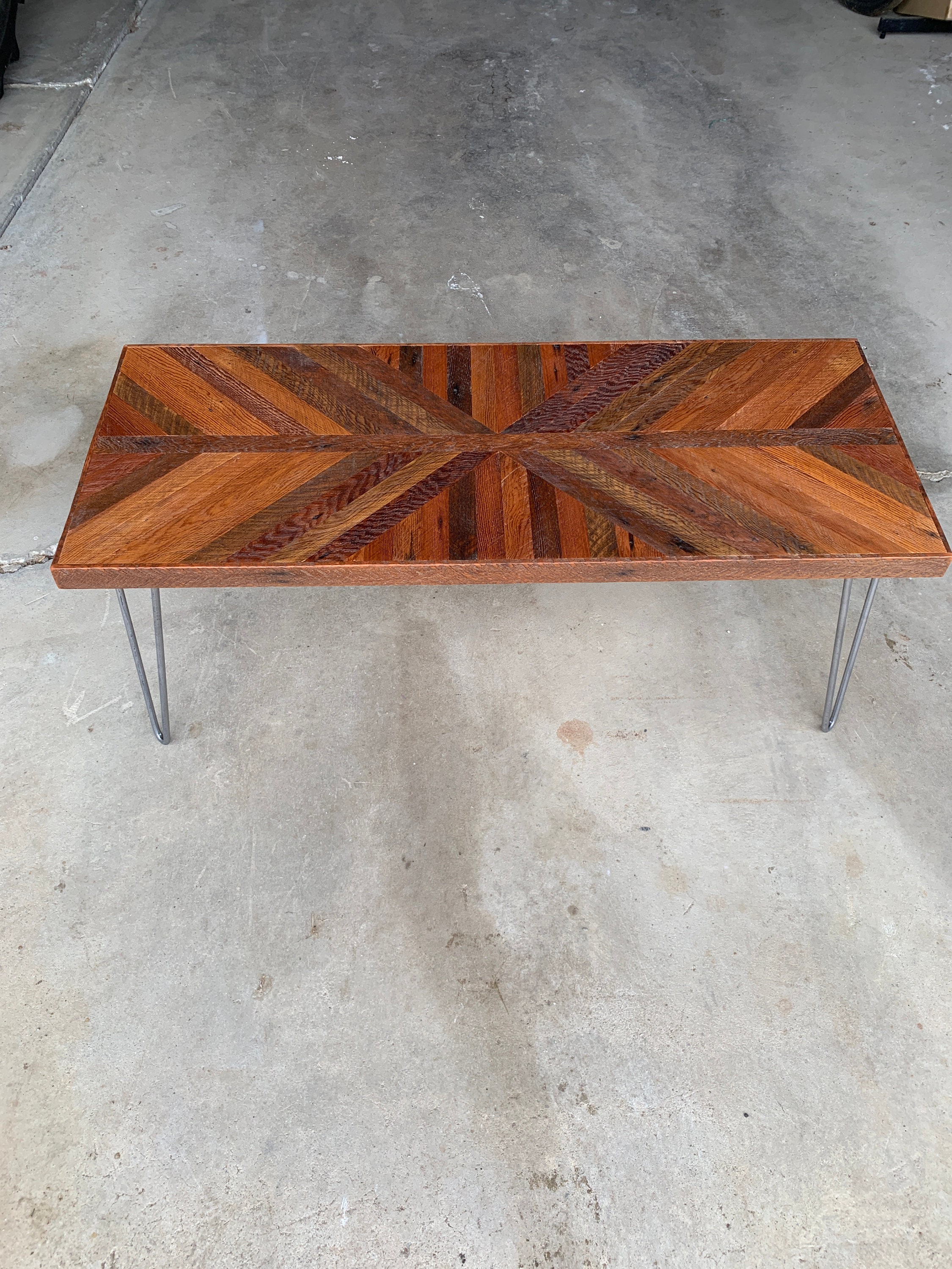 Office Furniture Reclaimed Wood Table MORENO Chevron Farmhouse Rustic ...