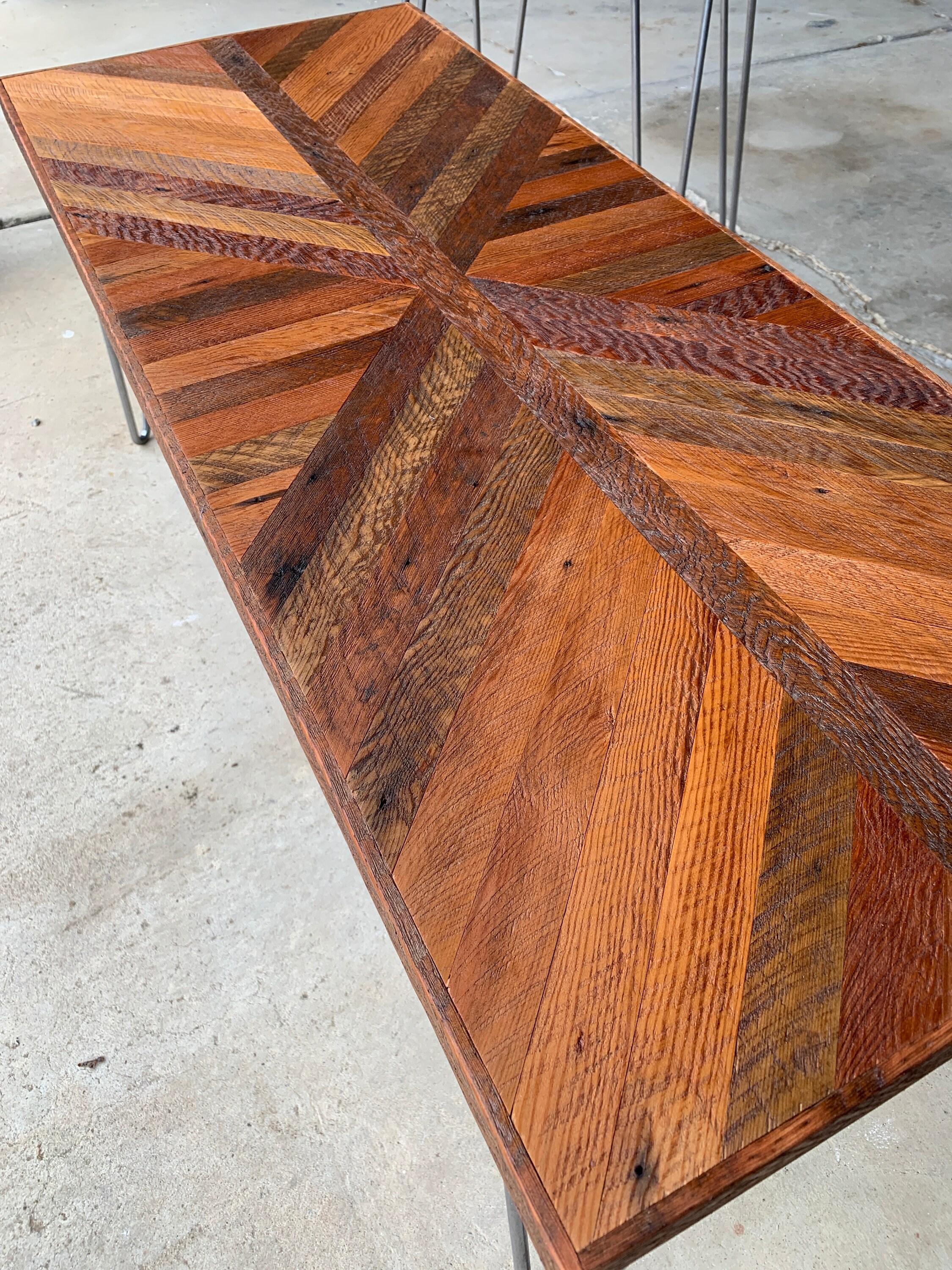 Office Furniture Reclaimed Wood Table MORENO Chevron Farmhouse Rustic ...