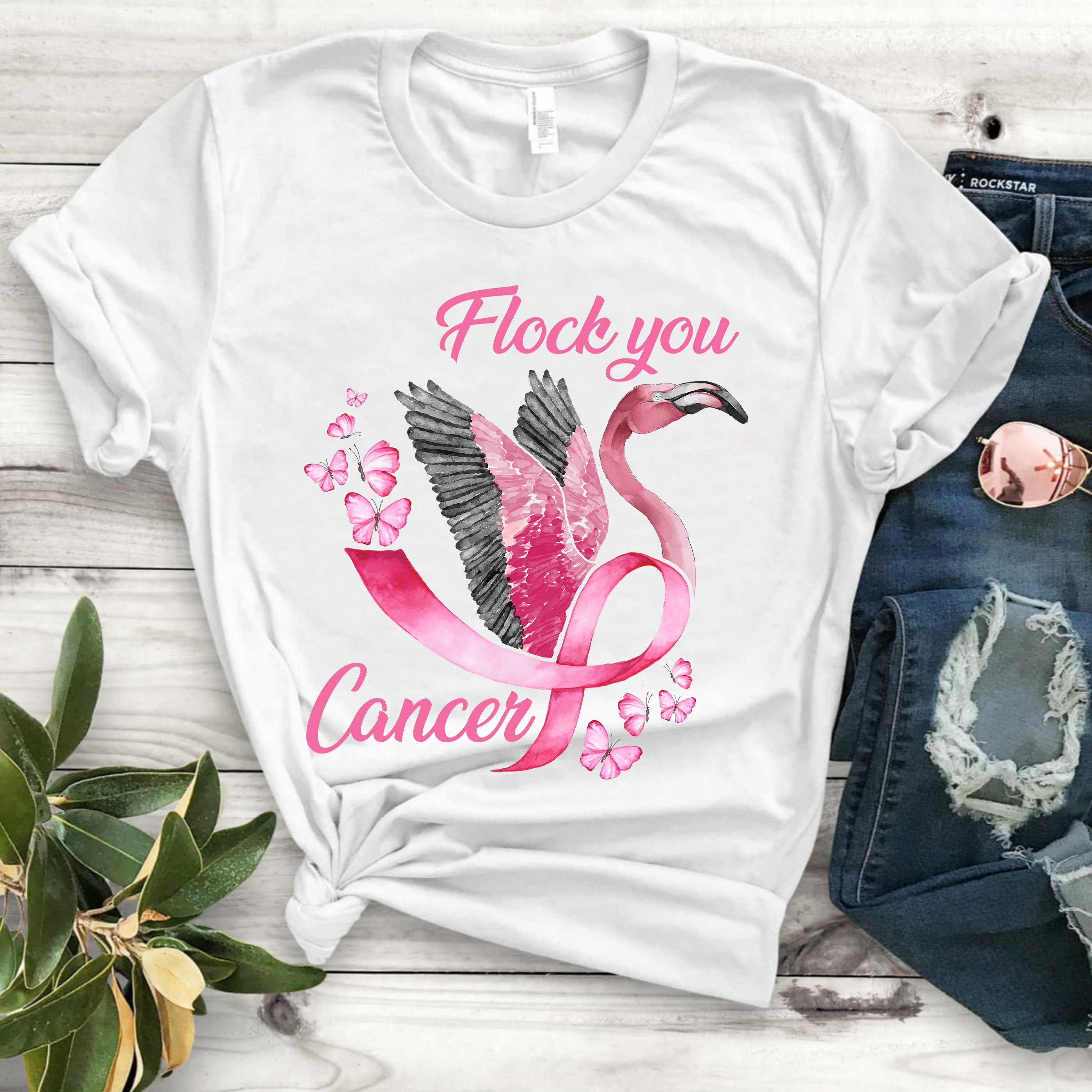 Breast Cancer Flamingo T Shirt-flock You Cancer-fuck - Etsy