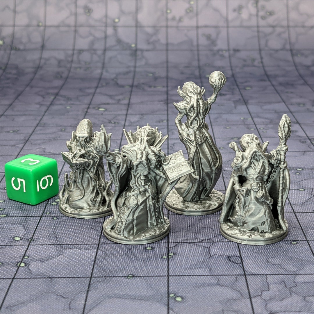 Mind Flayer Illithids set of 4, PLA Dungeons and Dragons Miniatures Dnd ...