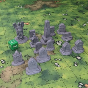 Tombstones (set of 14), Dungeons and Dragons Dnd Scatter Terrain Mini ...