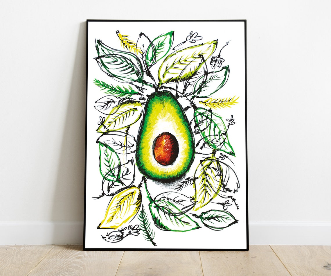 Avocado Print, Avocado Poster, Avocado Decor, kunst aan de muur keuken ...