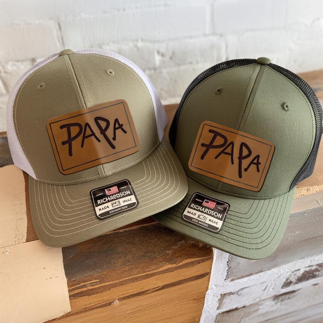 Custom Handwriting Leather Patch Hat, Richardson 112, Fathers Day Gifts, Gift for Dad ...