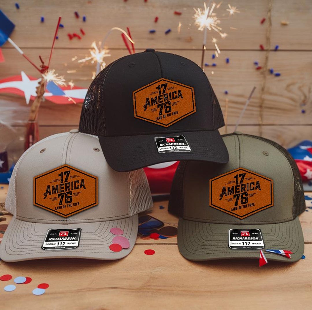 American 1776 Leather Patch Hat – Patriotic Trucker Hat – USA ...