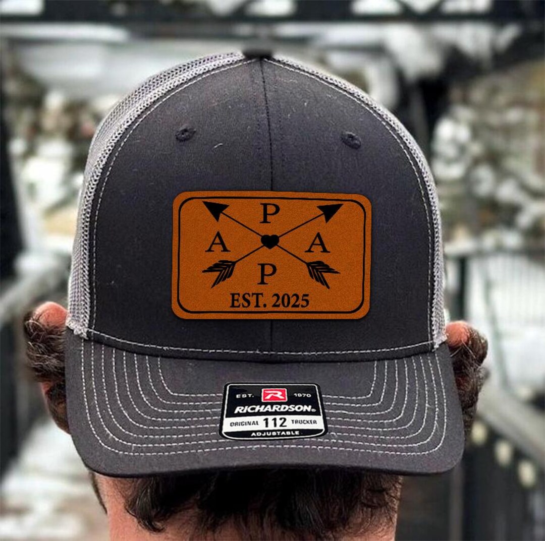 Papa Est 2025 Leather Patch Hat – Custom Dad Gift – Father’s Day Hat ...