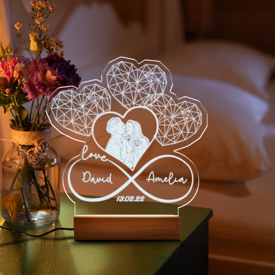 Personalized Couple Photo Led Night Light, Couple Gift, Eternity Love ...