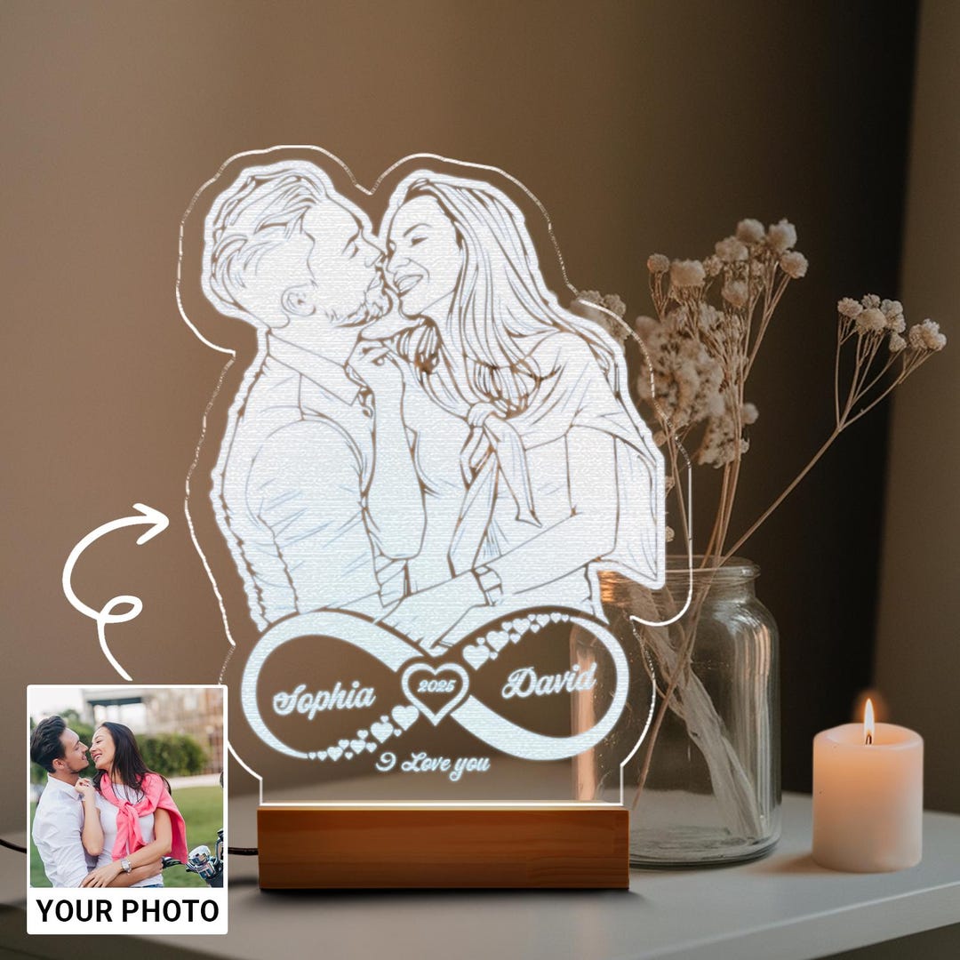 Personalized Husband and Wife Photo Led Night Light, Romantic Bedroom ...