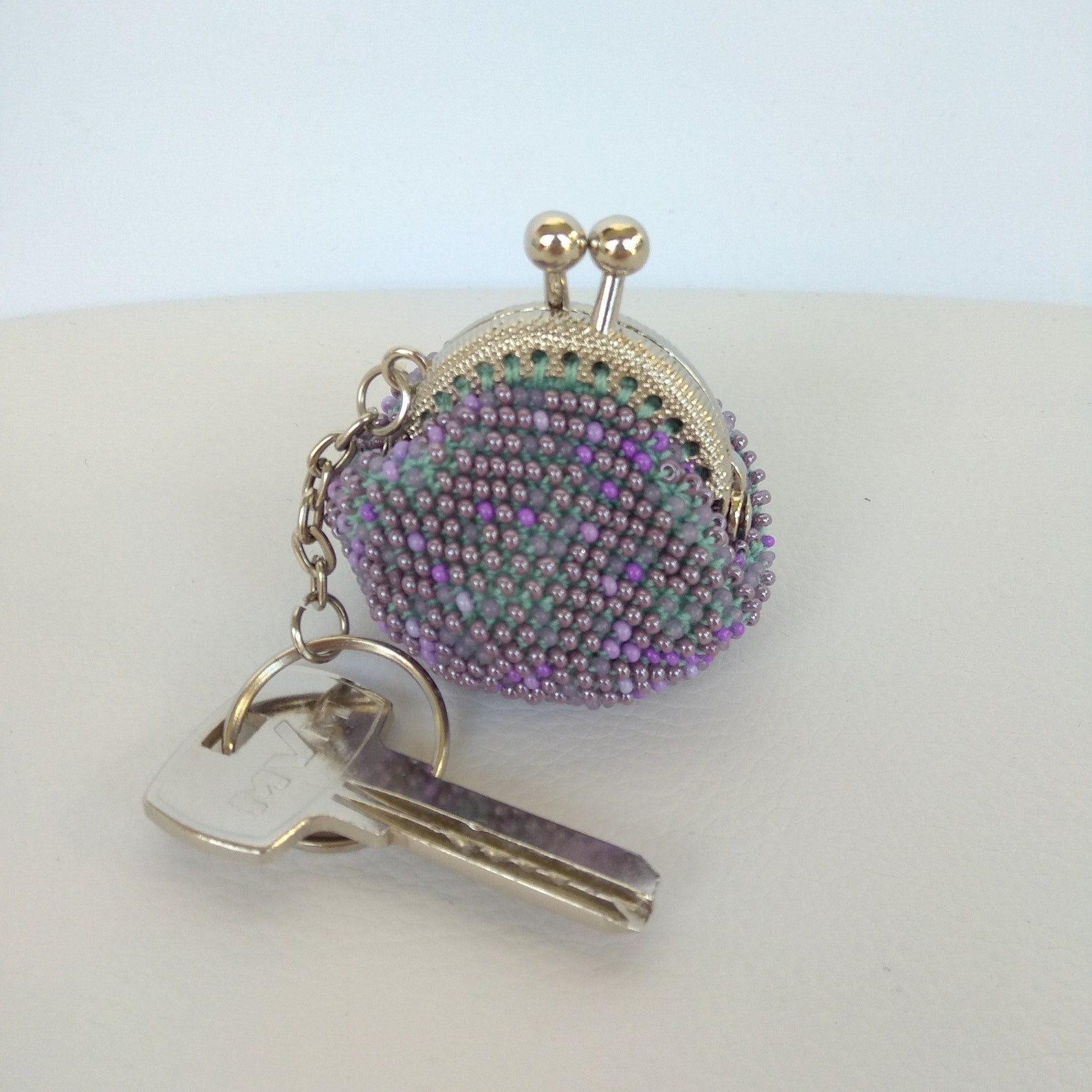 Small Violet Crochet Beaded Coin Purse With Kiss Lock Vintage | Etsy