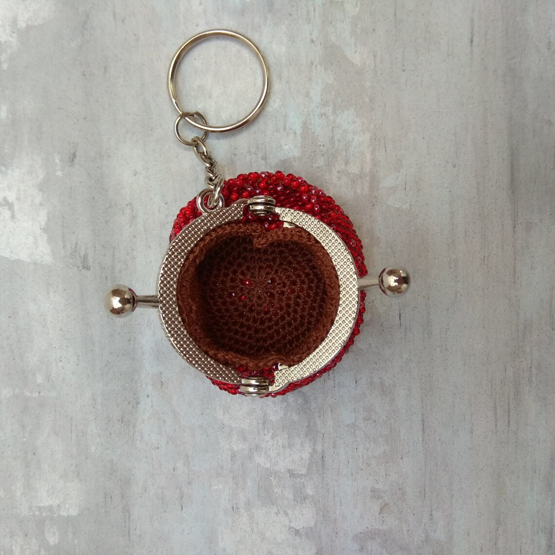Small Bright Red Crochet Beaded Coin Purse With Kiss Lock - Etsy