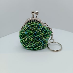 Light Emerald Green Spring Crochet Beaded Coin Purse With Kiss Lock ...