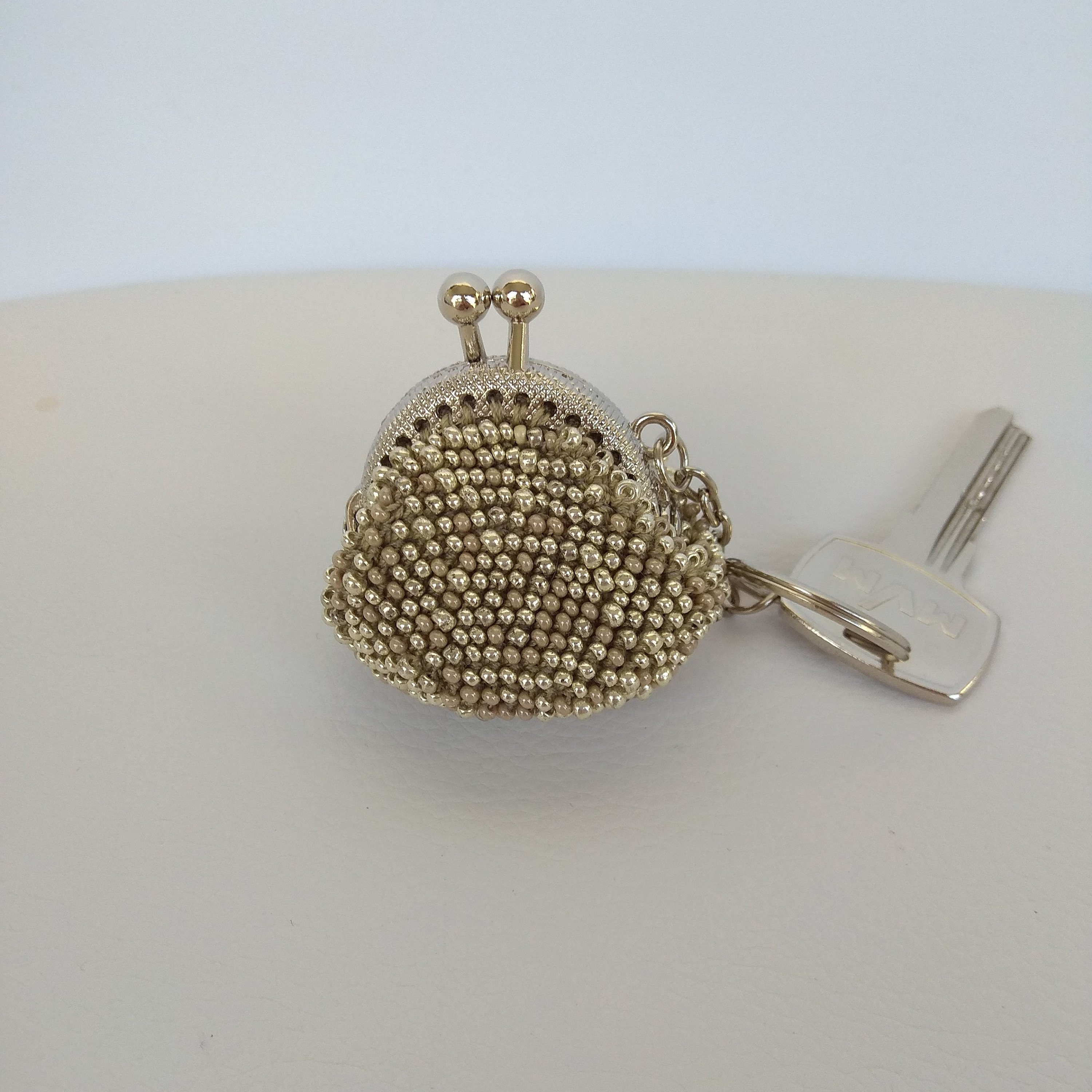 Small silver crochet beaded coin purse with kiss lock Gothic | Etsy