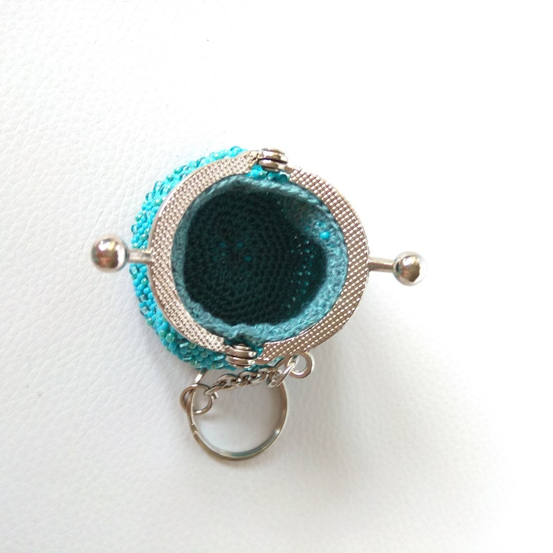 Opaque Azure Cute Tiny Crochet Beaded Coin Purse With Kiss - Etsy