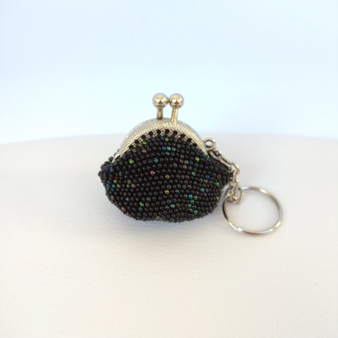 Small Black Gothic Emo Style Crochet Beaded Coin Purse With - Etsy