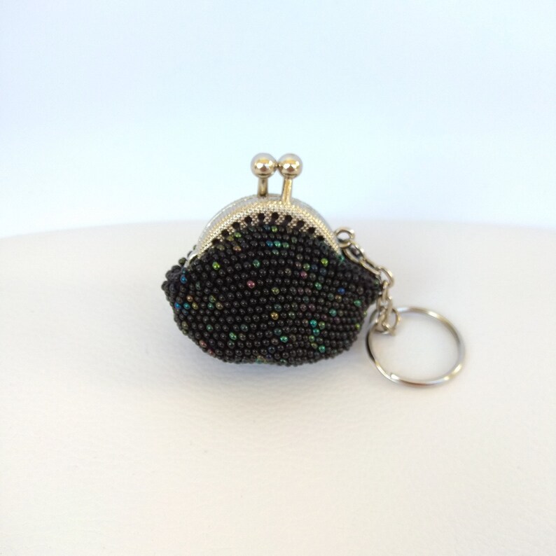 Small Black Gothic Emo Style Crochet Beaded Coin Purse With - Etsy