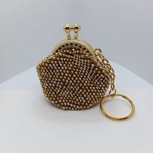 Small Golden Crochet Beaded Coin Purse With Kiss Lock, Gothic and Emo ...