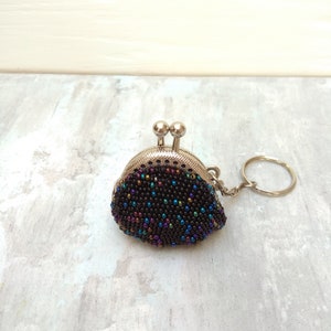 Small Black Gothic Emo Style Crochet Beaded Coin Purse With - Etsy