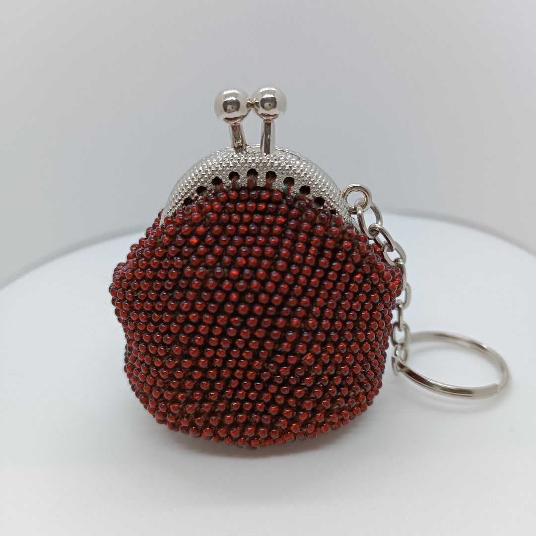 Small Chili Pepper Red Crochet Beaded Coin Purse With Keychain ...