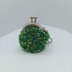 Light Emerald Green Spring Crochet Beaded Coin Purse With Kiss Lock ...