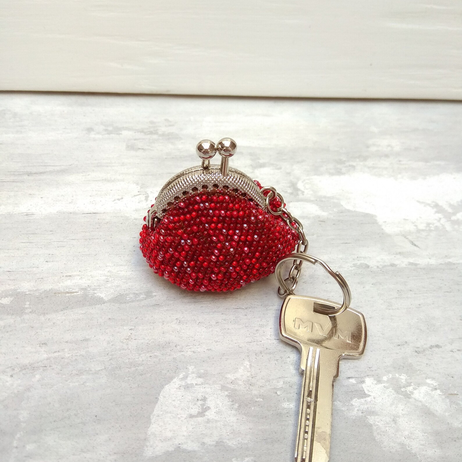 Small Bright Red Crochet Beaded Coin Purse With Kiss Lock - Etsy