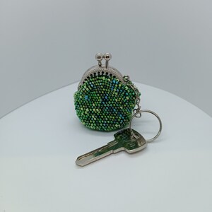 Light Emerald Green Spring Crochet Beaded Coin Purse With Kiss Lock ...