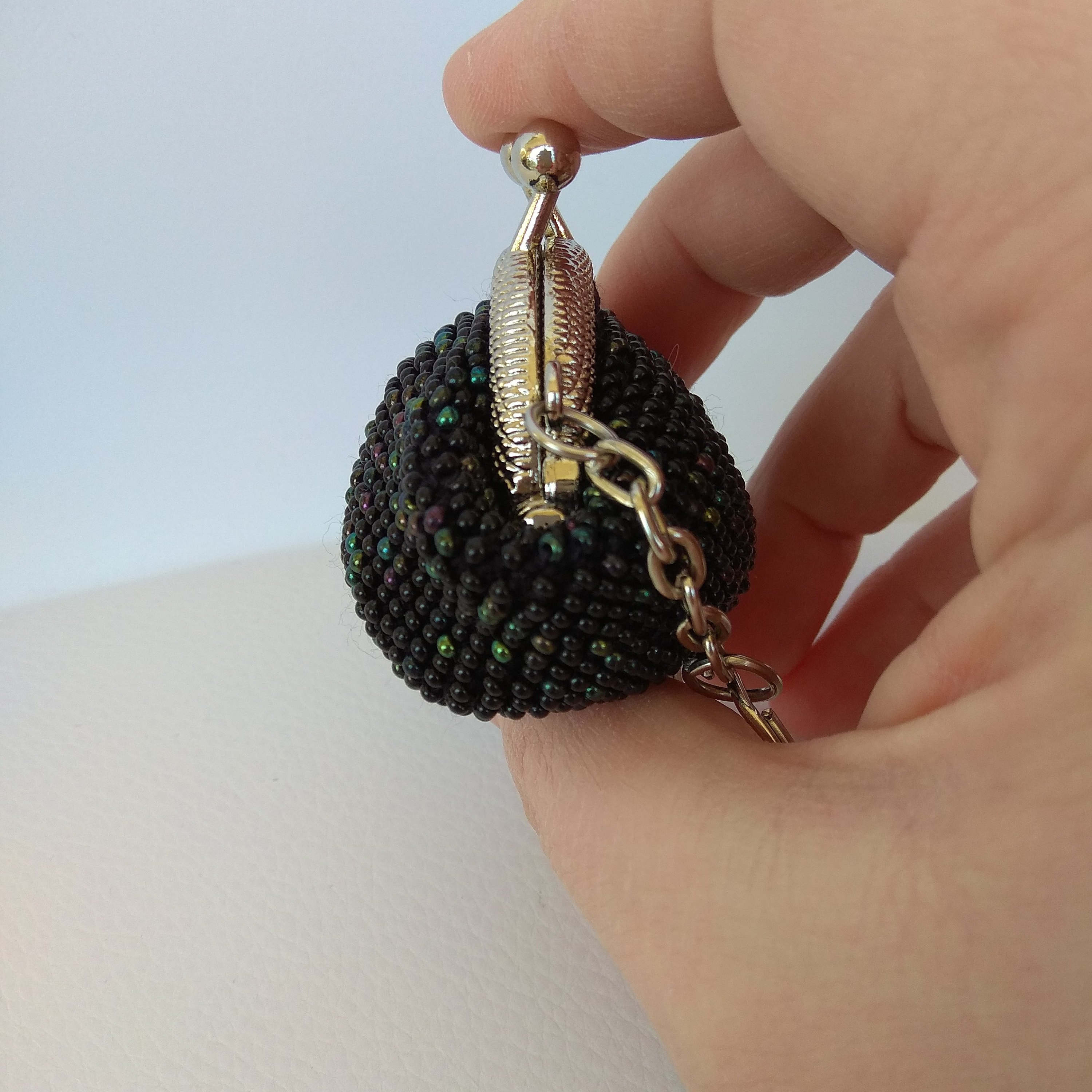 Small black gothic emo style crochet beaded coin purse with | Etsy