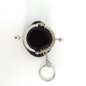 Small Black Gothic Emo Style Crochet Beaded Coin Purse With Kiss Lock ...