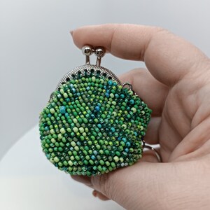 Light Emerald Green Spring Crochet Beaded Coin Purse With Kiss Lock ...