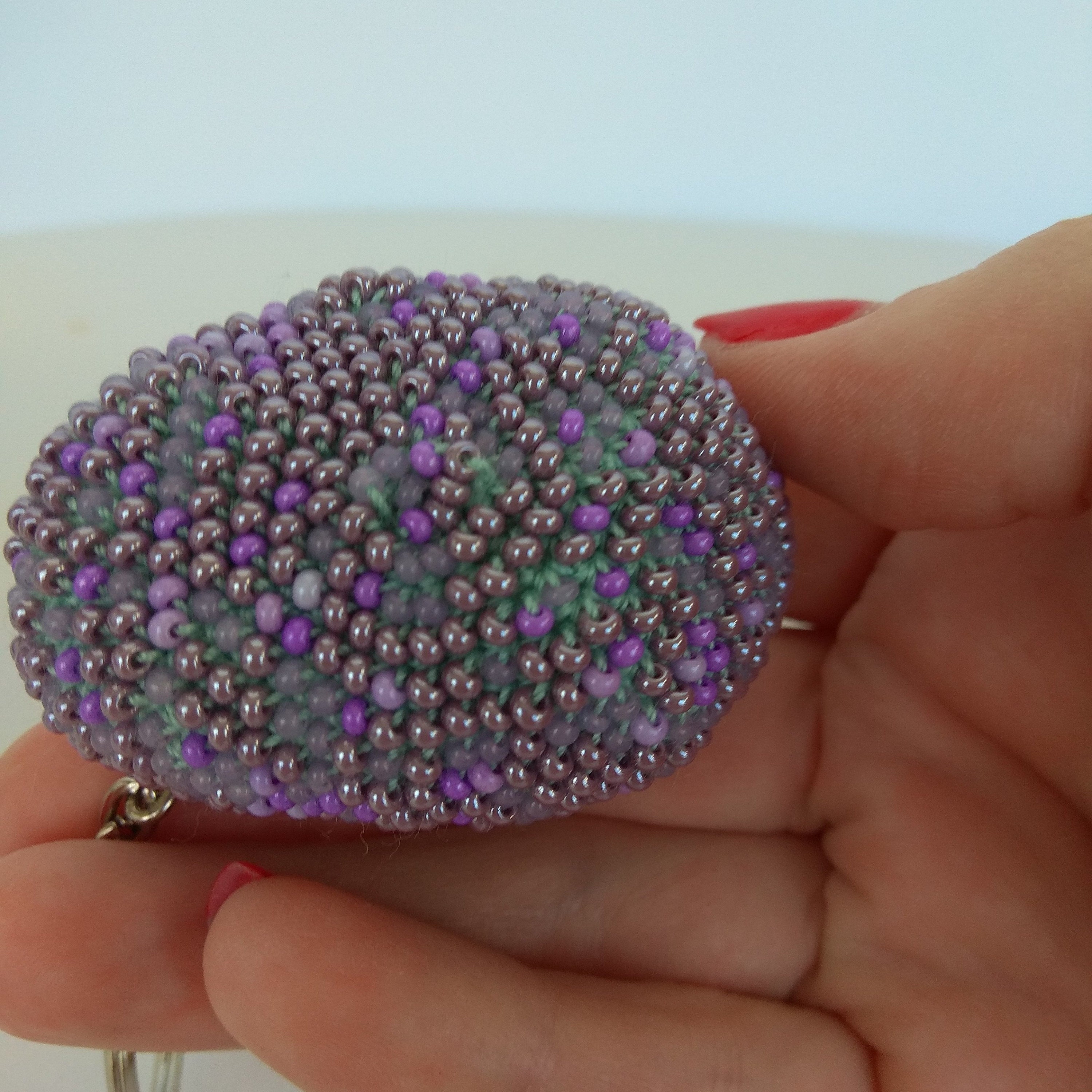 Small Violet Crochet Beaded Coin Purse With Kiss Lock Vintage | Etsy