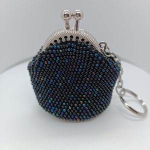 Small Black Gothic Emo Style Crochet Beaded Coin Purse With Kiss Lock ...