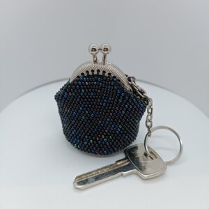 Small Black Gothic Emo Style Crochet Beaded Coin Purse With Kiss Lock ...