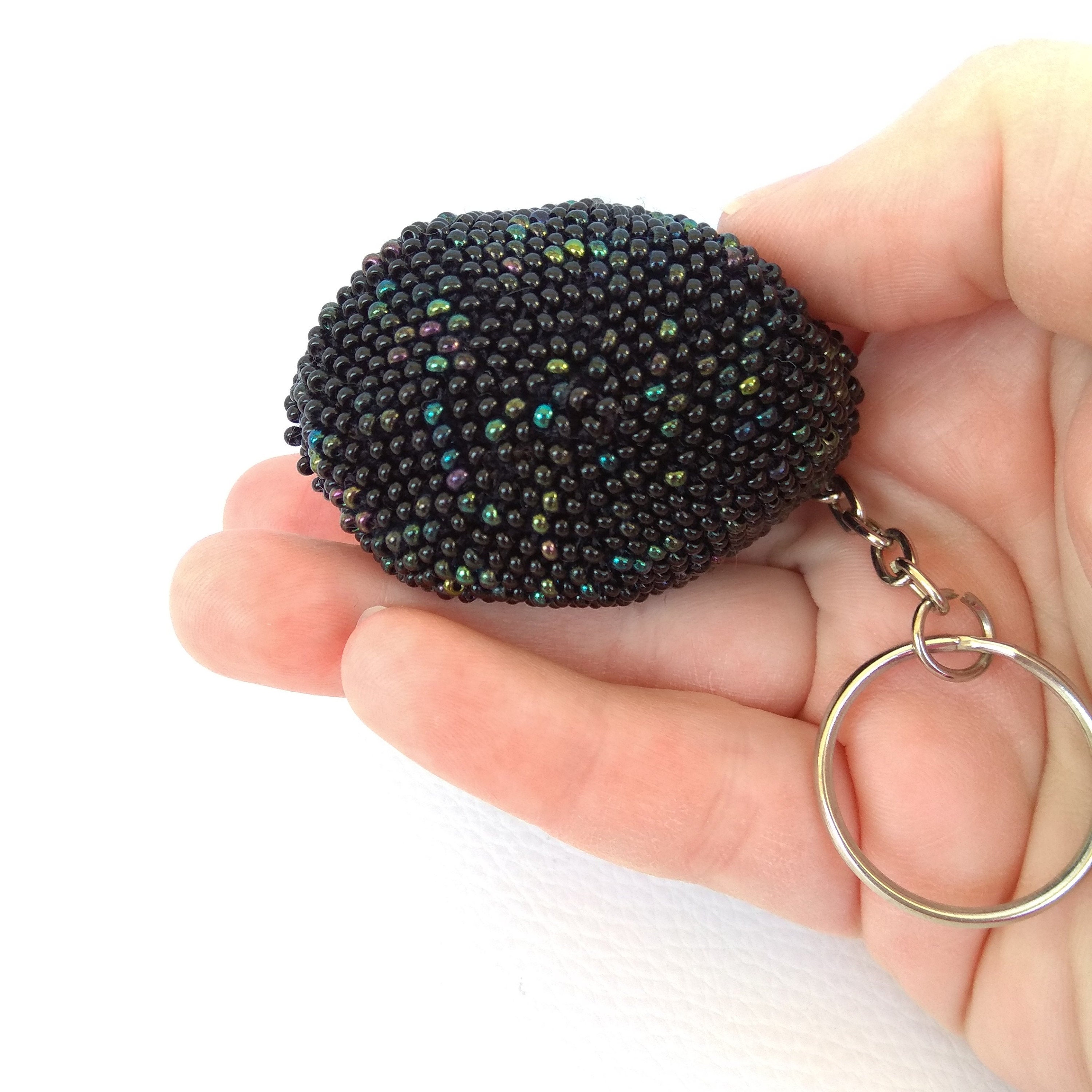 Small Black Gothic Emo Style Crochet Beaded Coin Purse With - Etsy