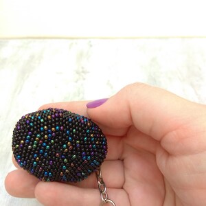 Small Black Gothic Emo Style Crochet Beaded Coin Purse With - Etsy