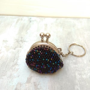 Small Black Gothic Emo Style Crochet Beaded Coin Purse With - Etsy