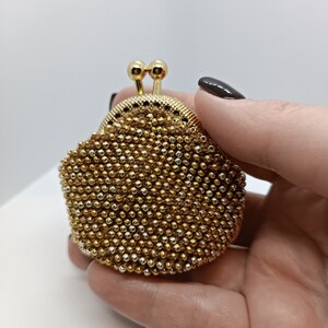 Small Golden Crochet Beaded Coin Purse With Kiss Lock, Gothic and Emo ...