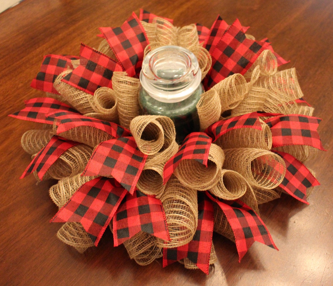 14 or 18 Buffalo Check Print Centerpiece/candle - Etsy